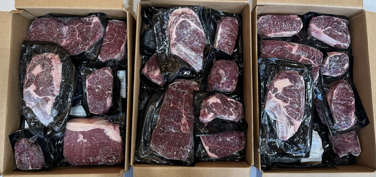 Angus Beef Sampler Boxes (priced from $150 to $400)