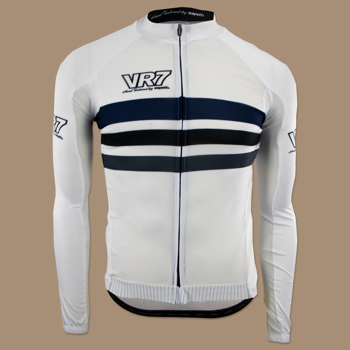 Men's Long Sleeve Race Fit Jersey White Stripes