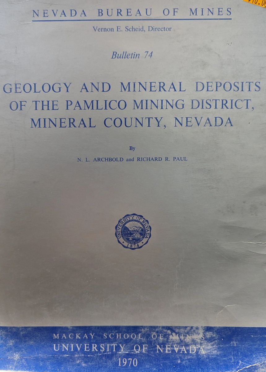 Geology and Mineral Deposits Pamlico Mining District, Mineral County ...