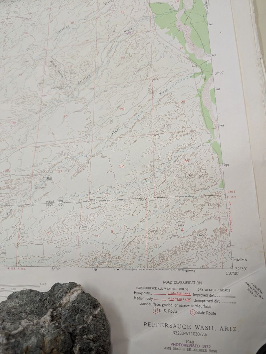 Classic USGS Peppersauce Wash Arizona 7.5'x7.5' Topo Map 1948
