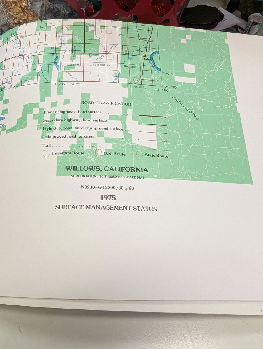 BLM Surface Management Status Map Willows CA 1975