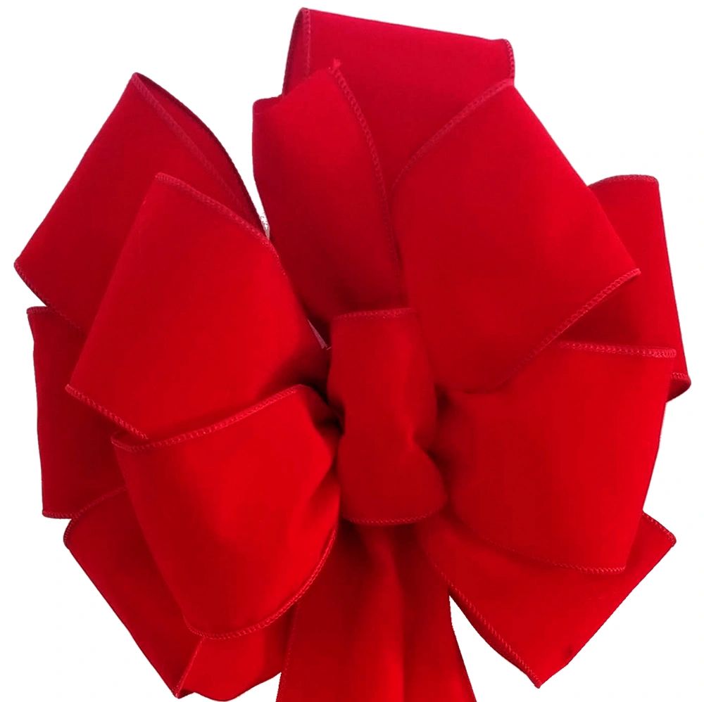 15" x 44" Red Red Wire Edge Handmade Christmas Bows 4 Pack