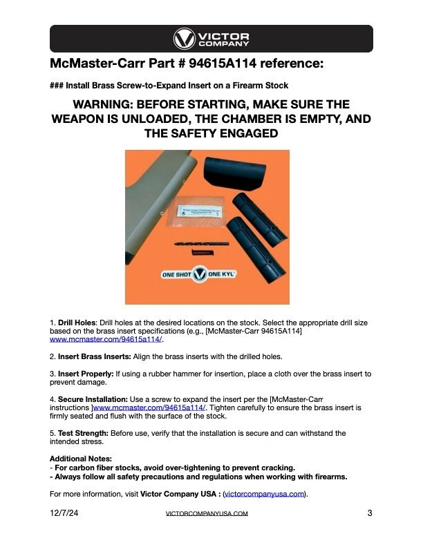 Install Brass Screw-to-Expand Insert on a Firearm Stock