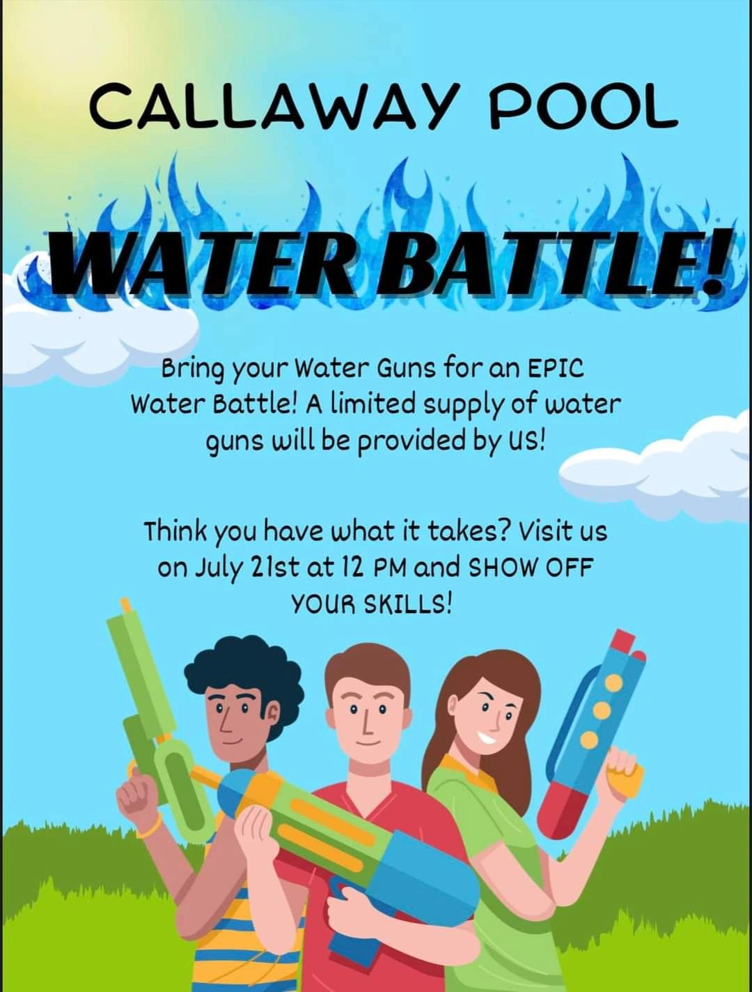 Water Gun Battle at the Pool!