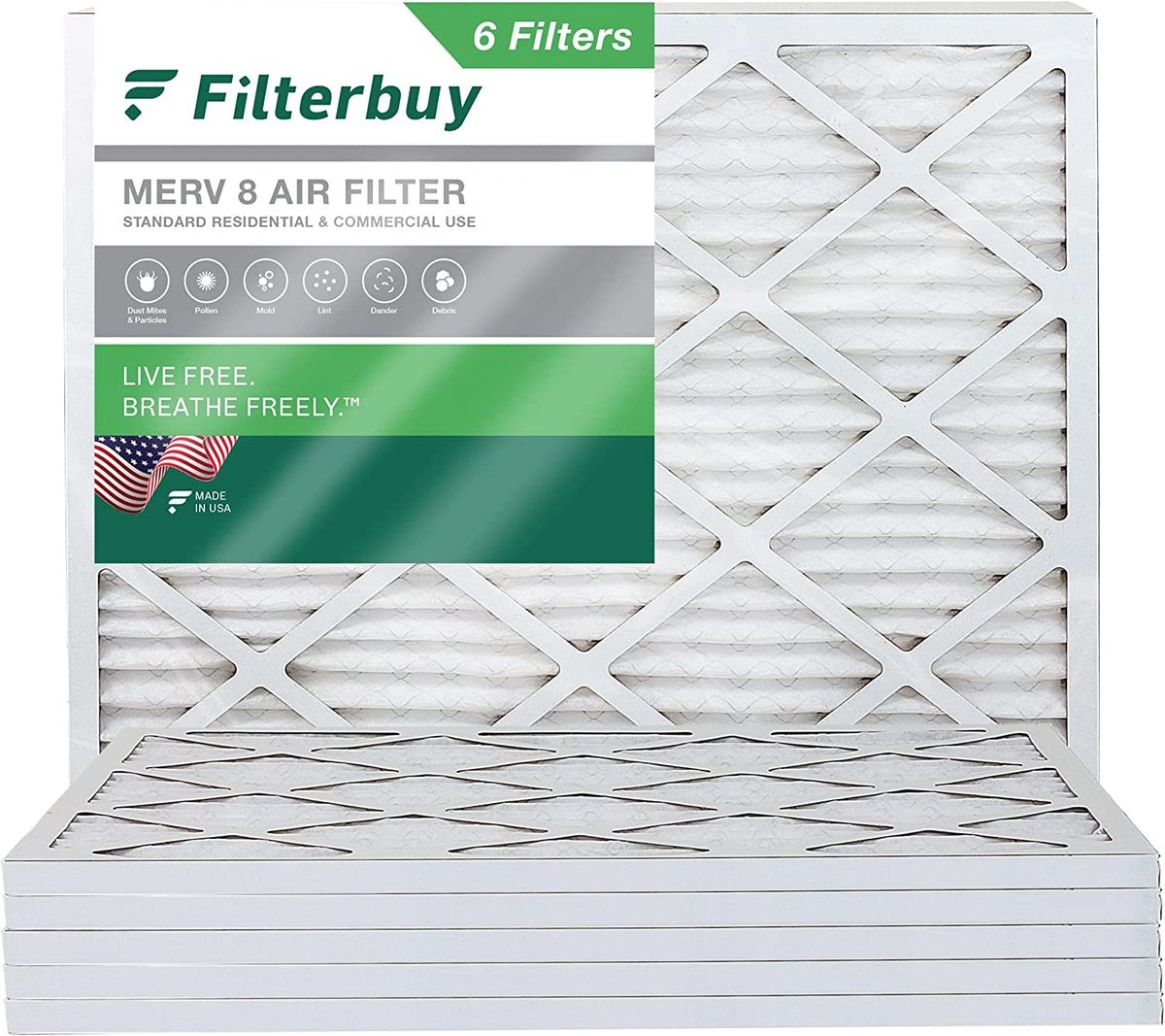 16x18x1 Air Filter MERV 8 Dust Defense (6-Pack)