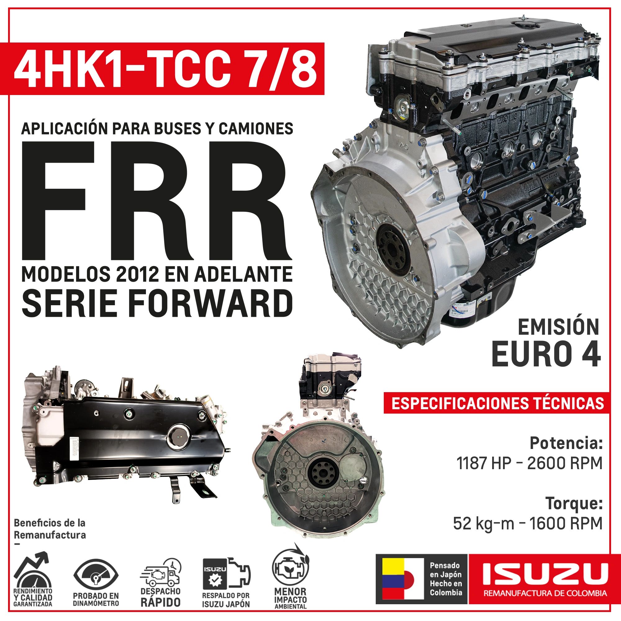 Motor para FRR (Forward) Remanufacturado 4HK1 - TCC 7/8