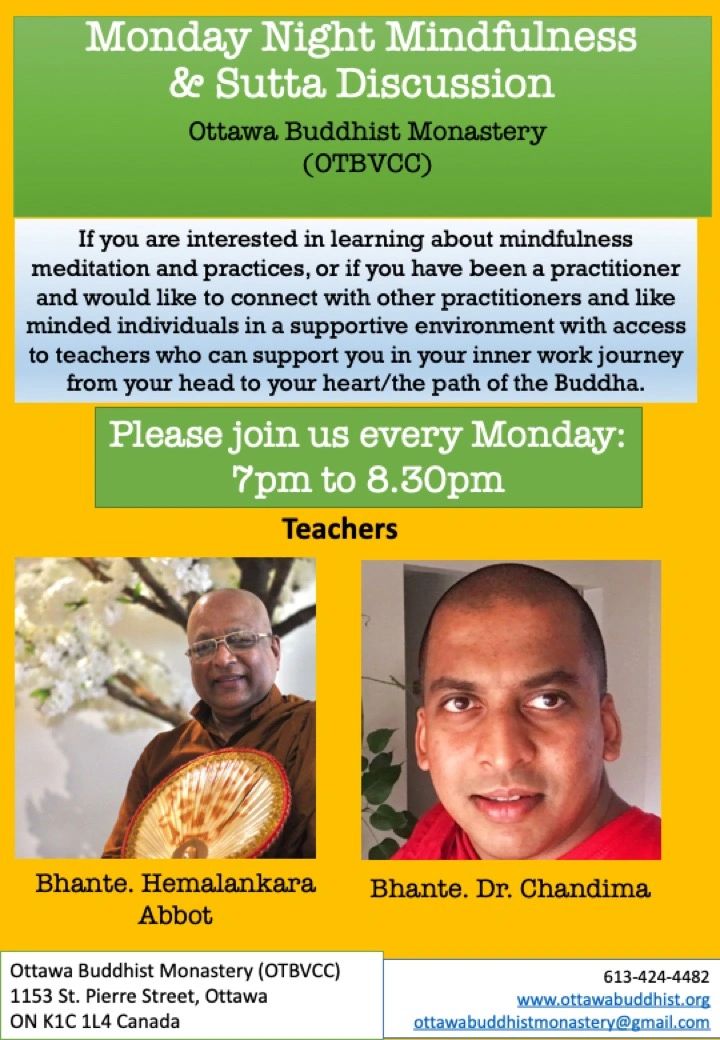 Monday Night Mindfulness and Sutta Discussion