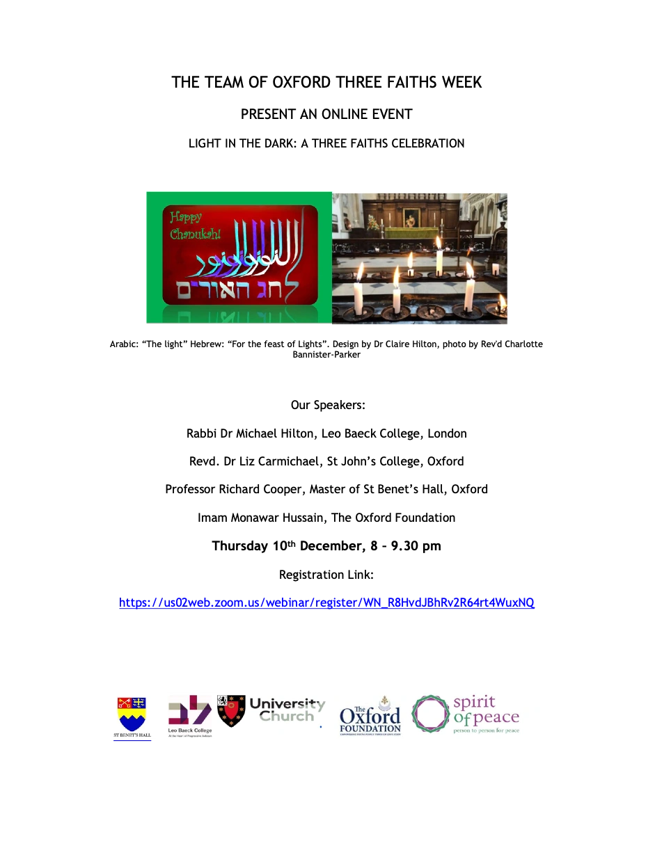 Oxford Three Faiths: Light in the dark