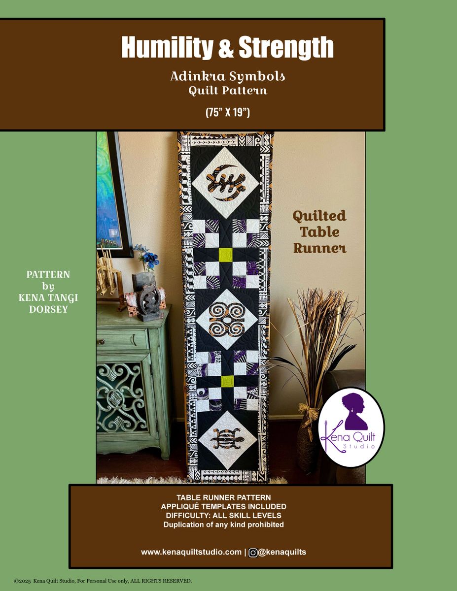 "Humility & Strength" Adinkra Symbols Quilted Table Runner Pattern by ...