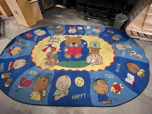 used Sign, Say, and Play ASL Premium Tufted Blue Area Rug 8.25' x 11.5'