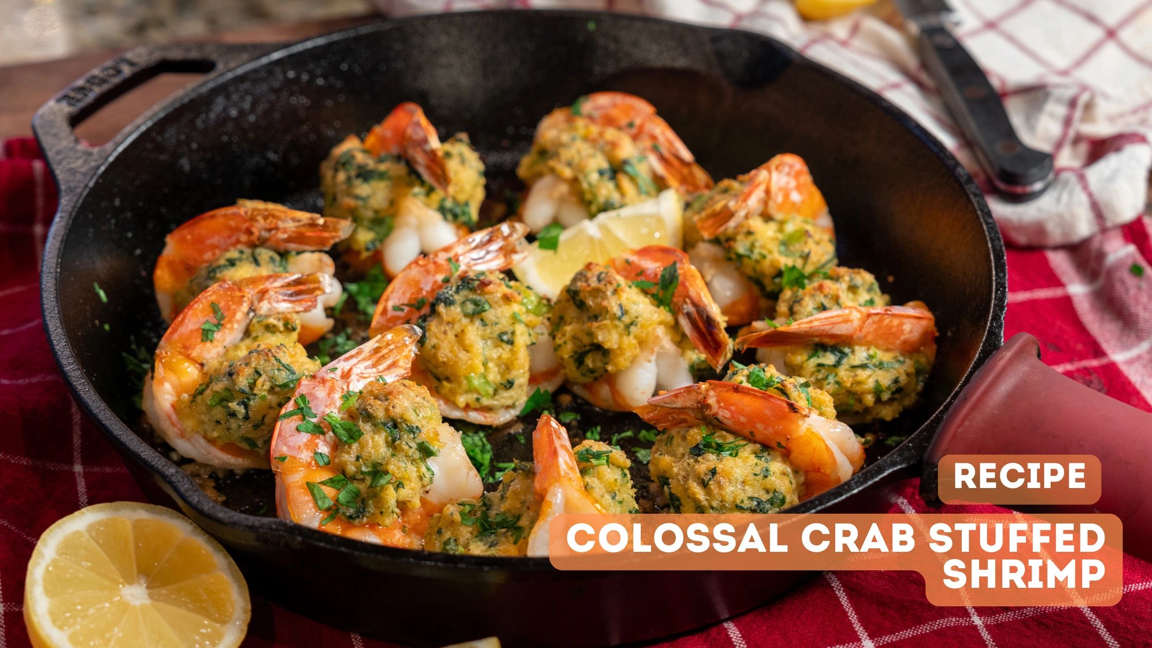 Crab-Stuffed Colossal Shrimp with Garlic Butter Sauce