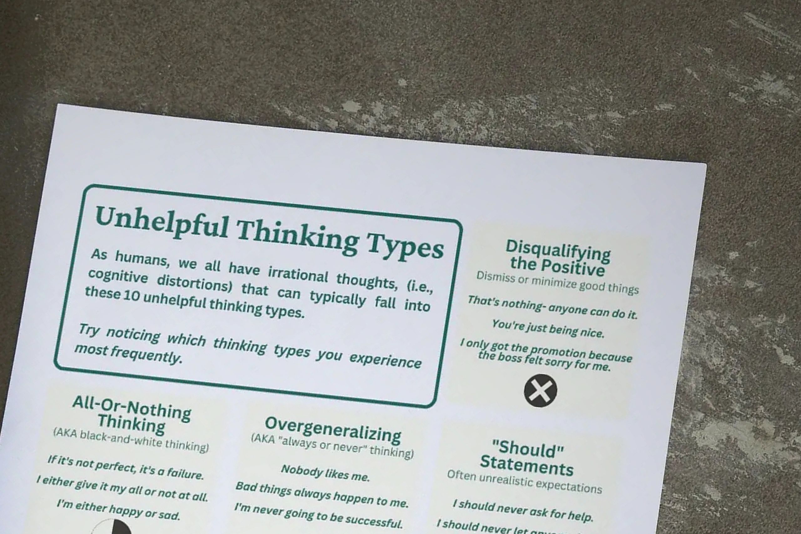 10 Unhelpful Thinking Types That Can Cause Negativity