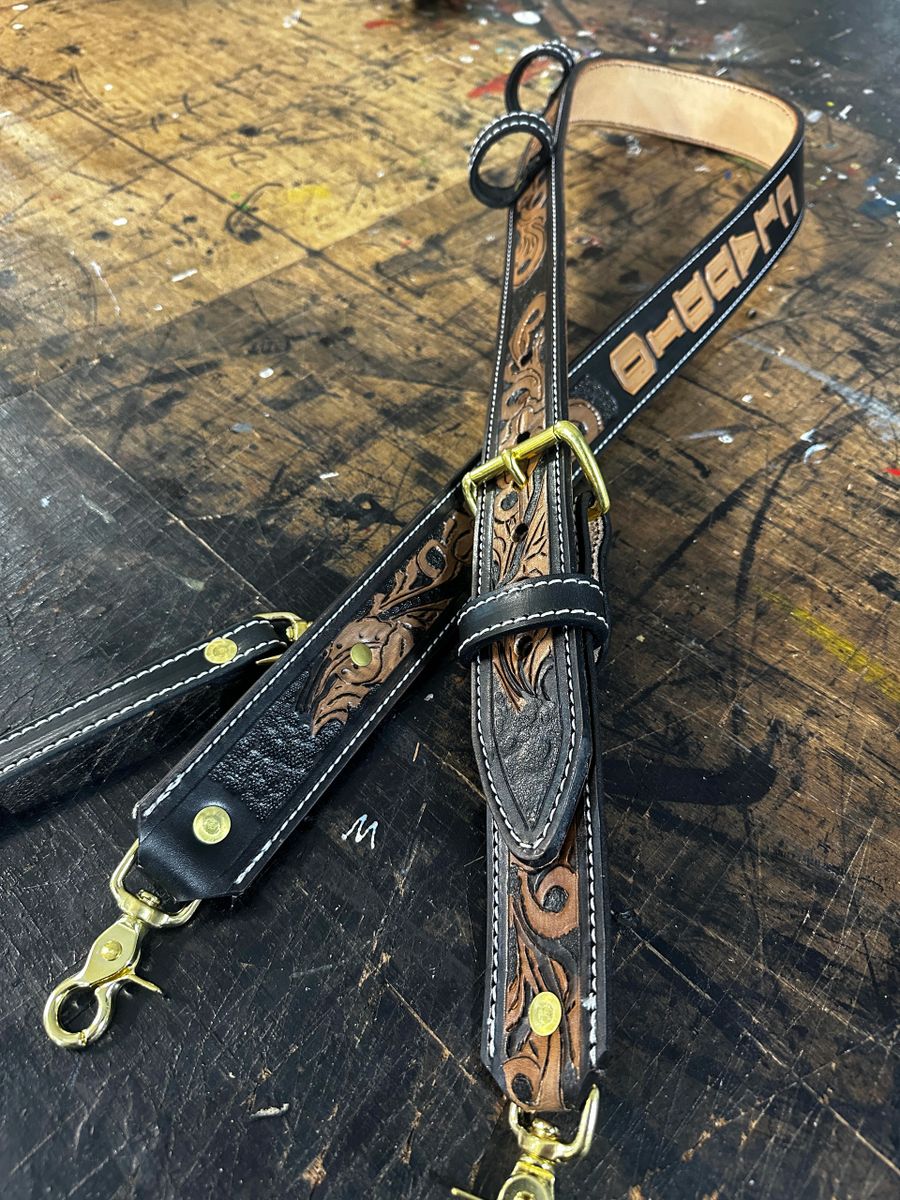 Floral Tooled Radio Strap Combo