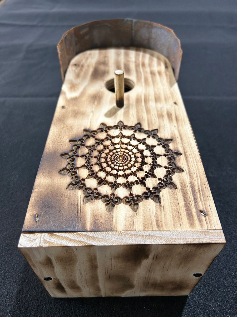 Fleur de lis Mandala Blue Bird House