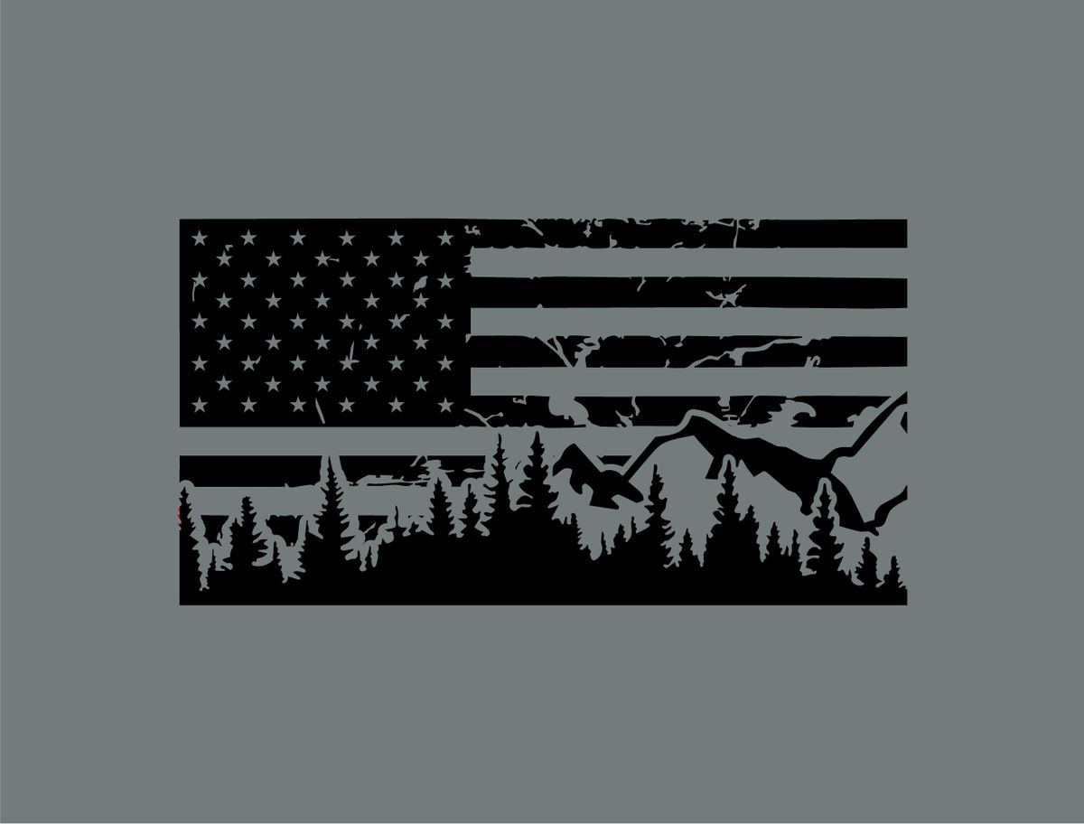 Treeline Distressed American Flag Hardtop Window Sticker Set