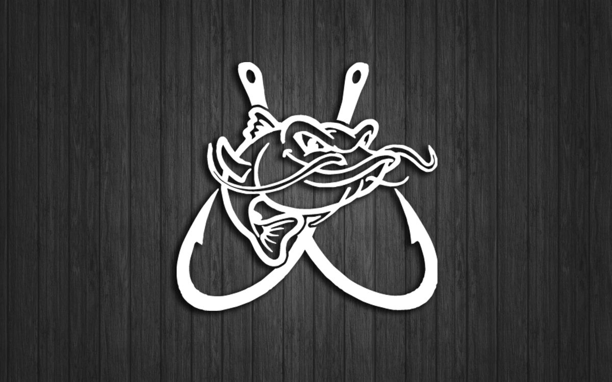 Mean Catfish with crossed hooks sticker