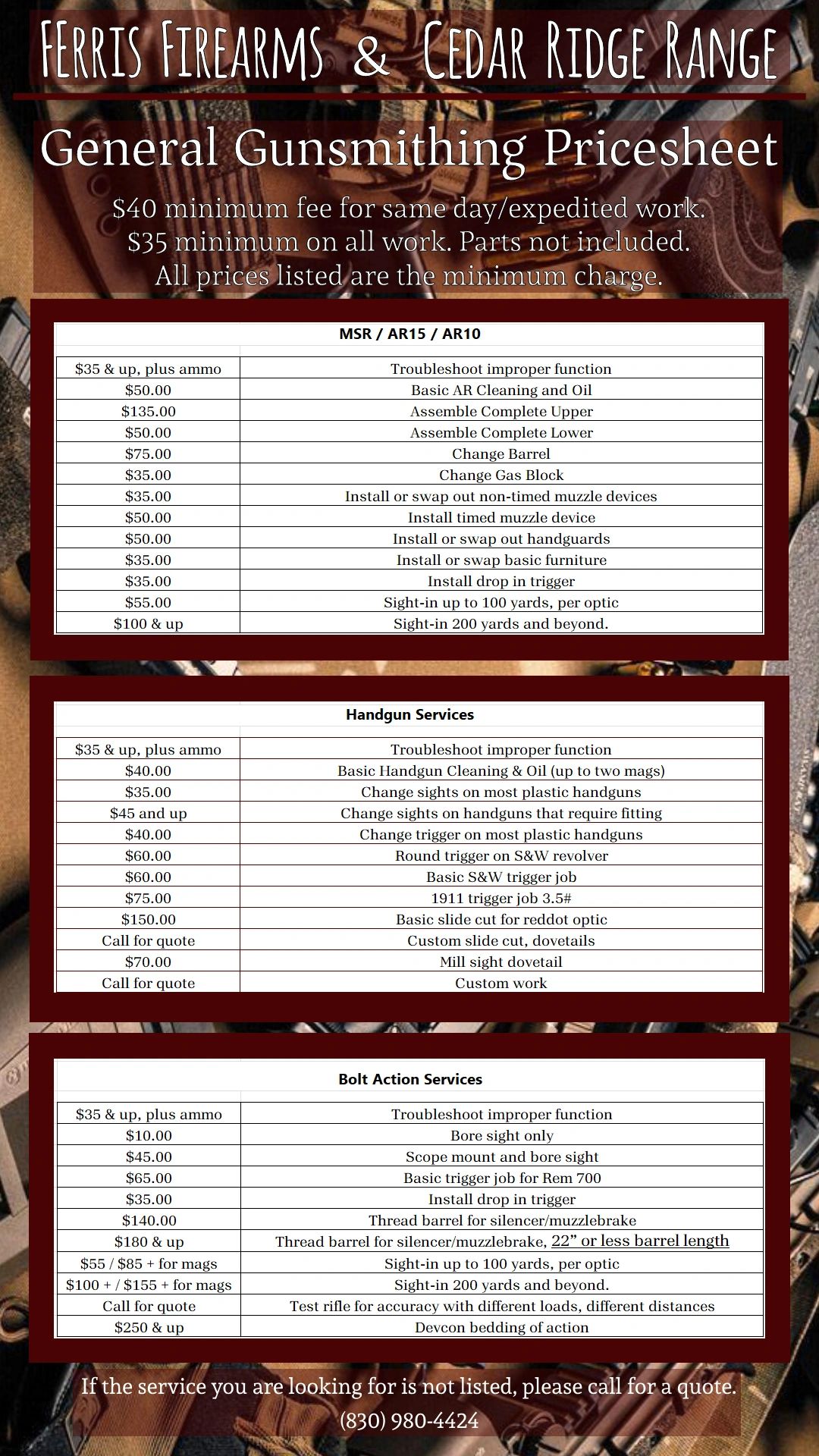 Ferris Firearms - Gunsmith in San Antonio - Spring Branch, Texas