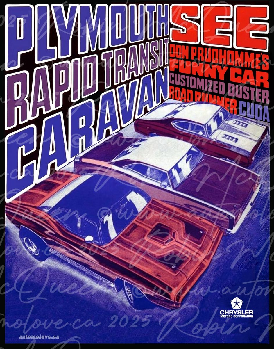 Plymouth Rapid Transit Caravan - vintage ad - vinyl banner