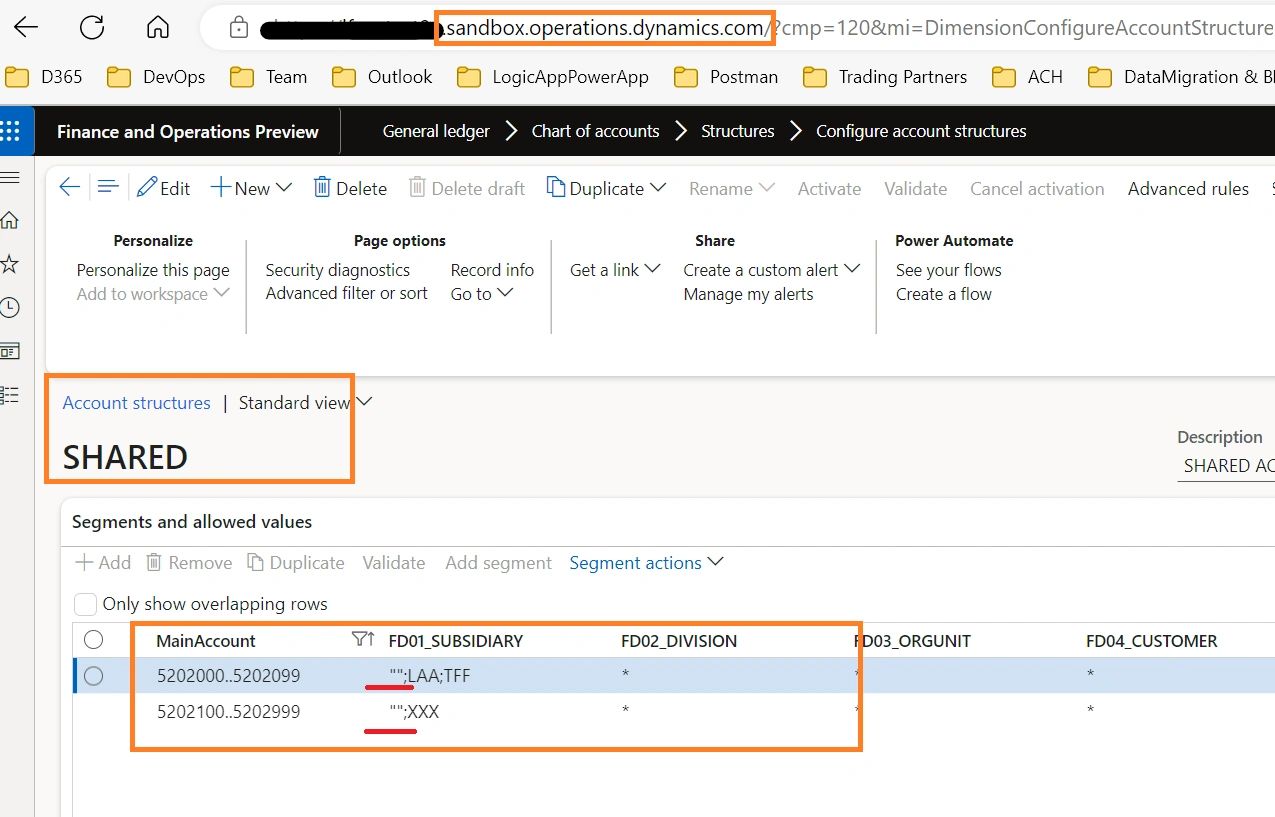 Main Account structure - D365 F&O ad hoc support