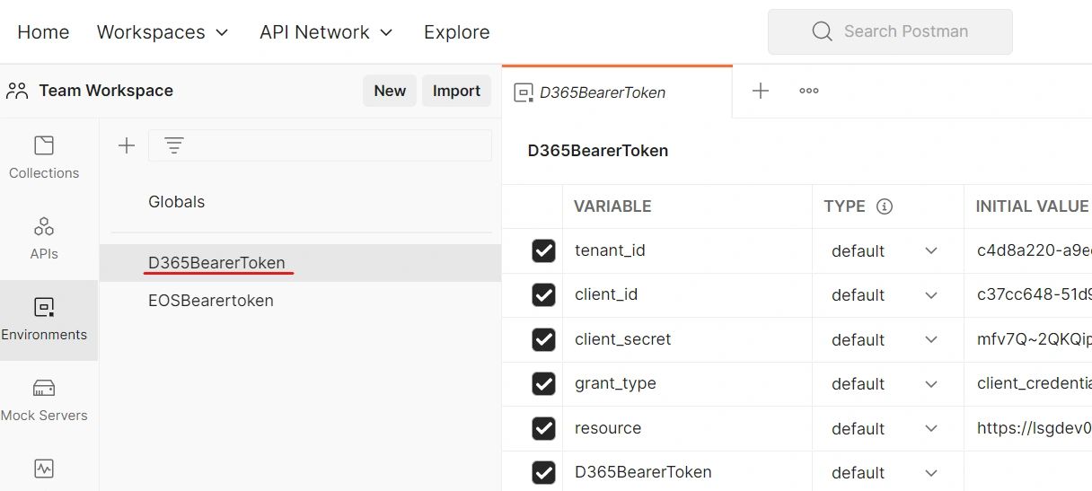 Postman collections and data entities in D365 F&O