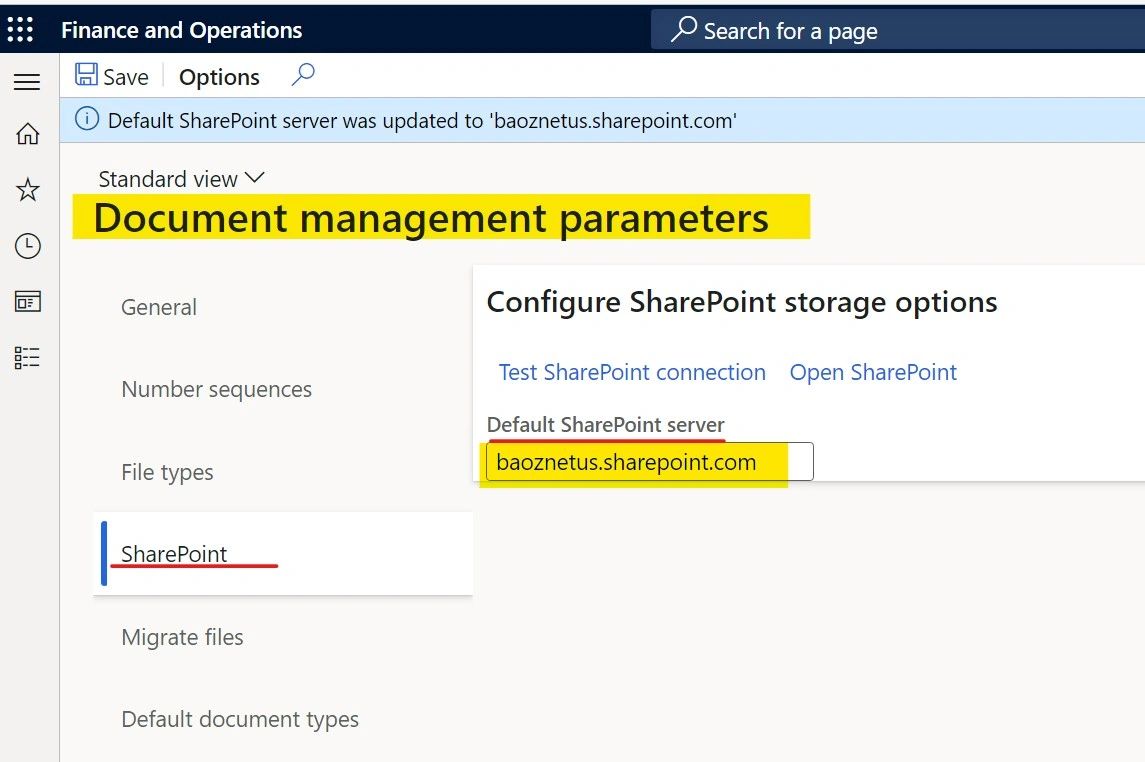SharePoint for Document Management in D365 FO
