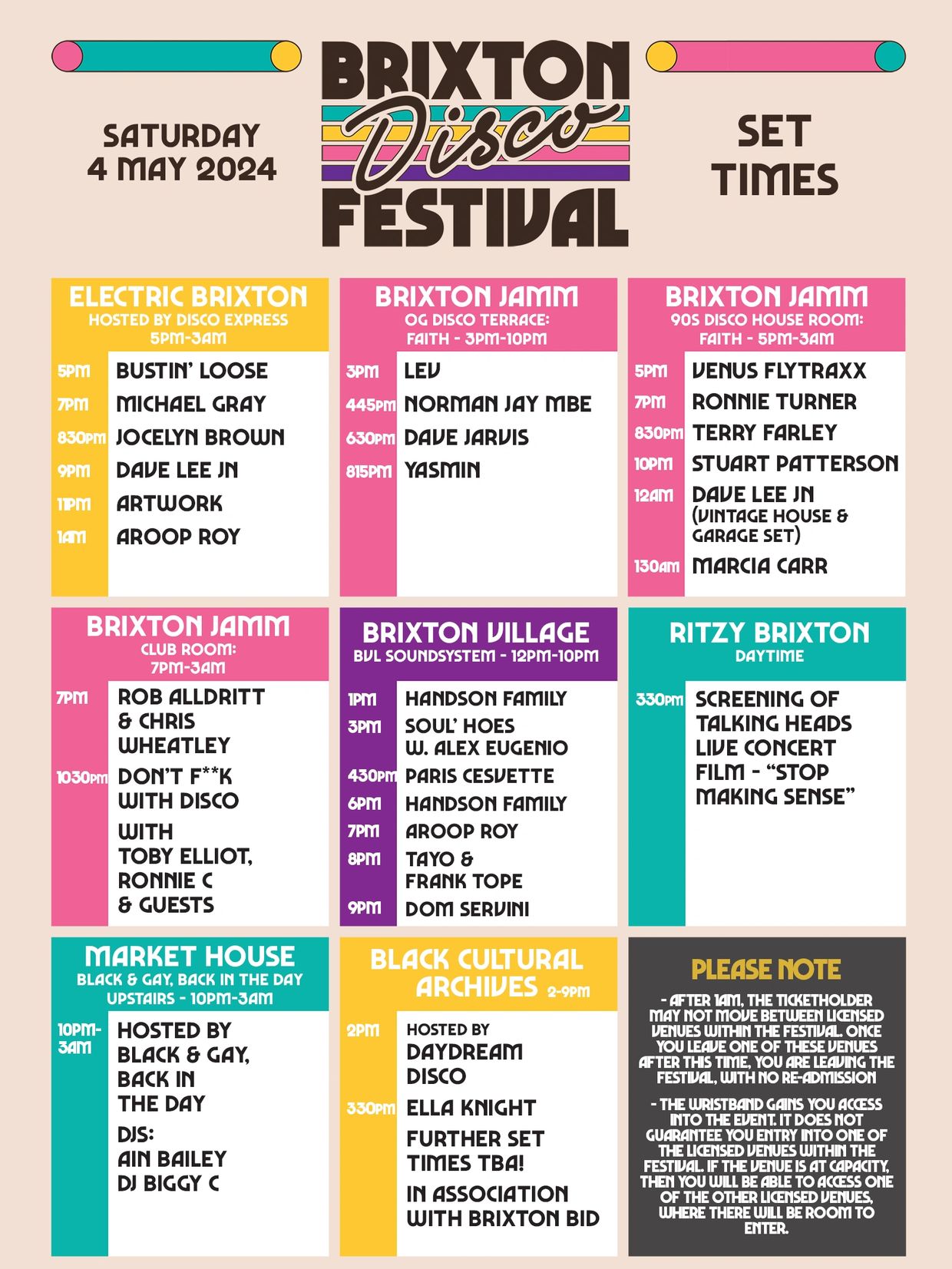 Set times | Brixton Disco Festival
