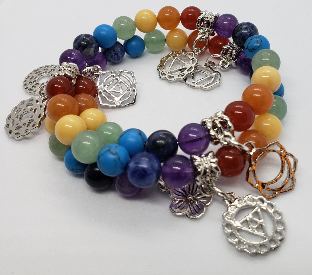 8mm Chakra Charm Bracelet