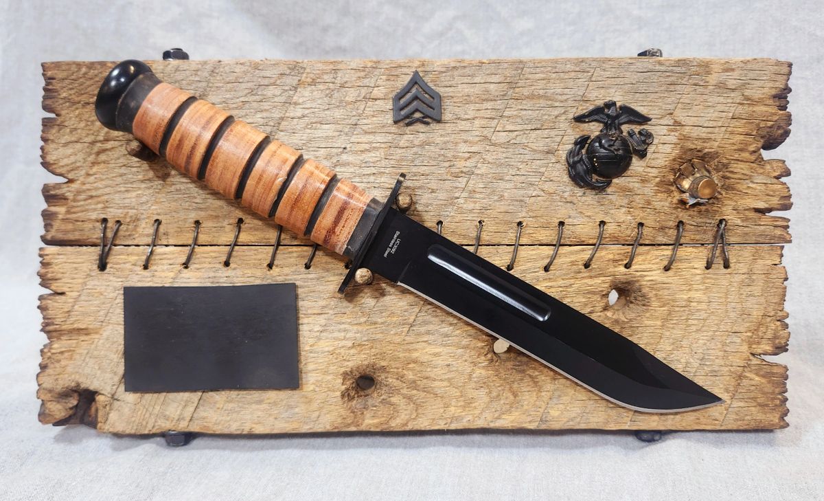 Custom KA-BAR Stand and Challenge Coin Display with Rank Insignia and ...