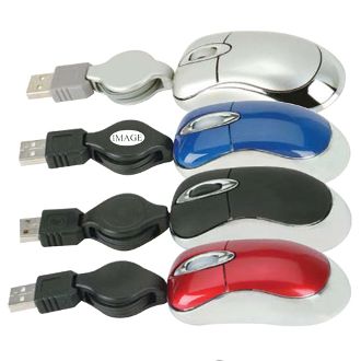 DS-2070 3D Super Mini Optical USB Mouse with retractable cord.