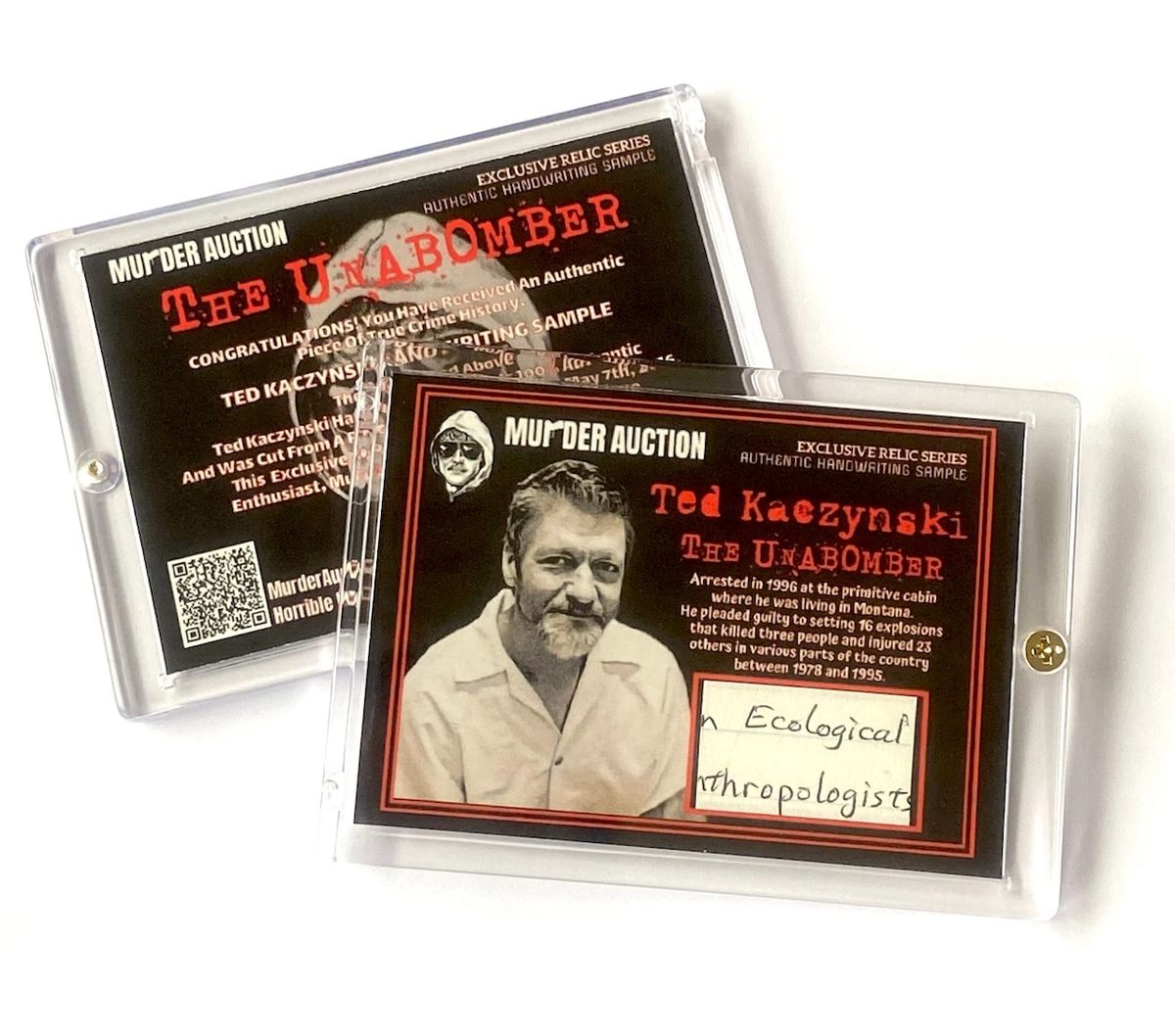 Ted Kaczynski Authentic Handwriting Sample Relic Card
