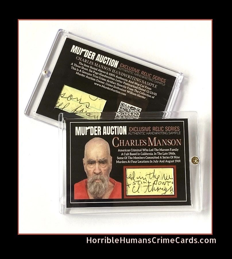 Charles Manson Authentic Prison Letter Handwriting Sample Relic In ...