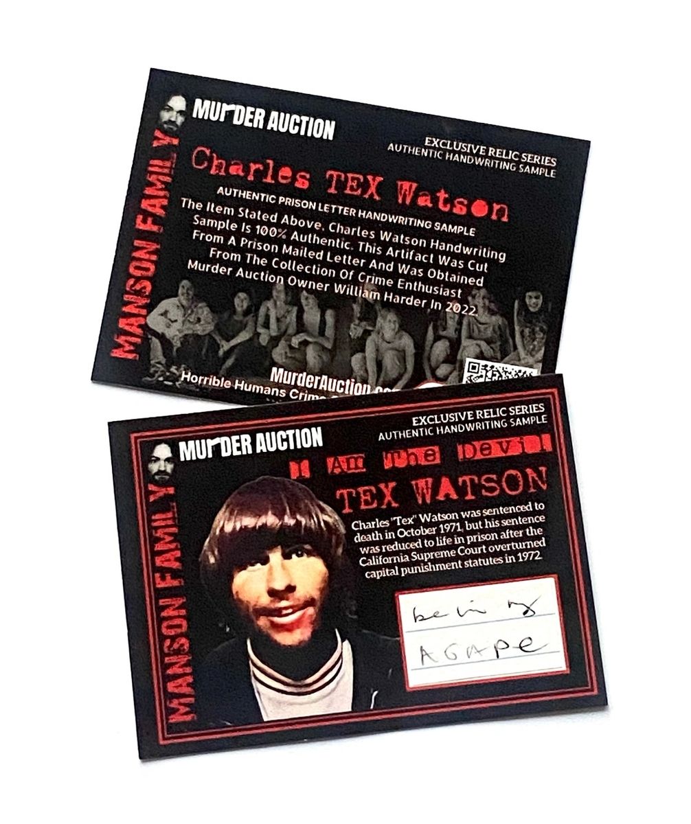 Charles TEX Watson “MANSON FAMILY” Authentic Handwriting Sample Relic ...