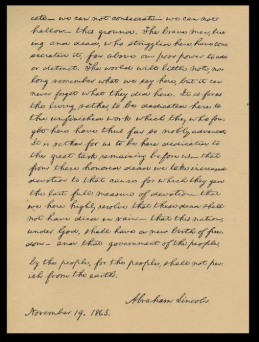 Abraham Lincoln's Handwritten Gettysburg Address Reprint