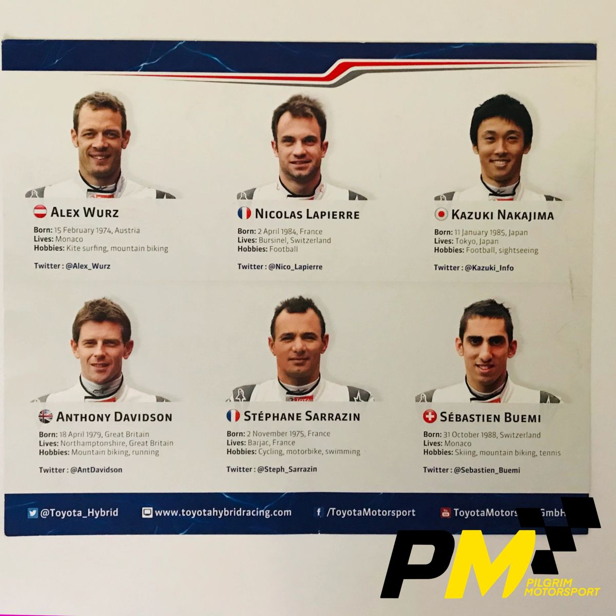 Toyota Hybrid Racing Le Mans Merchandise Team Card Le Mans