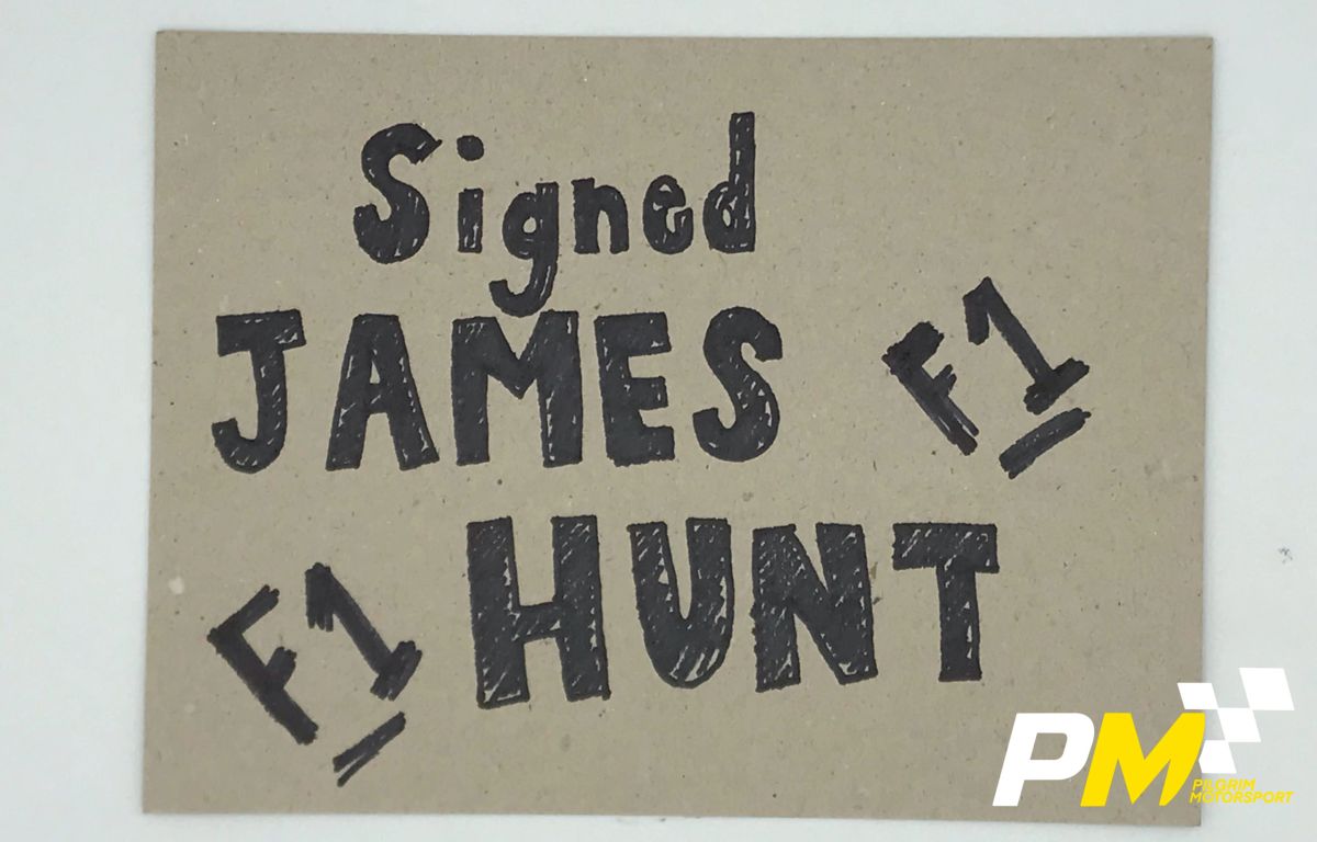 Genuine “F1 SIGNED JAMES HUNT F1” A5 Hand Drawn Merchandise Sign Used ...