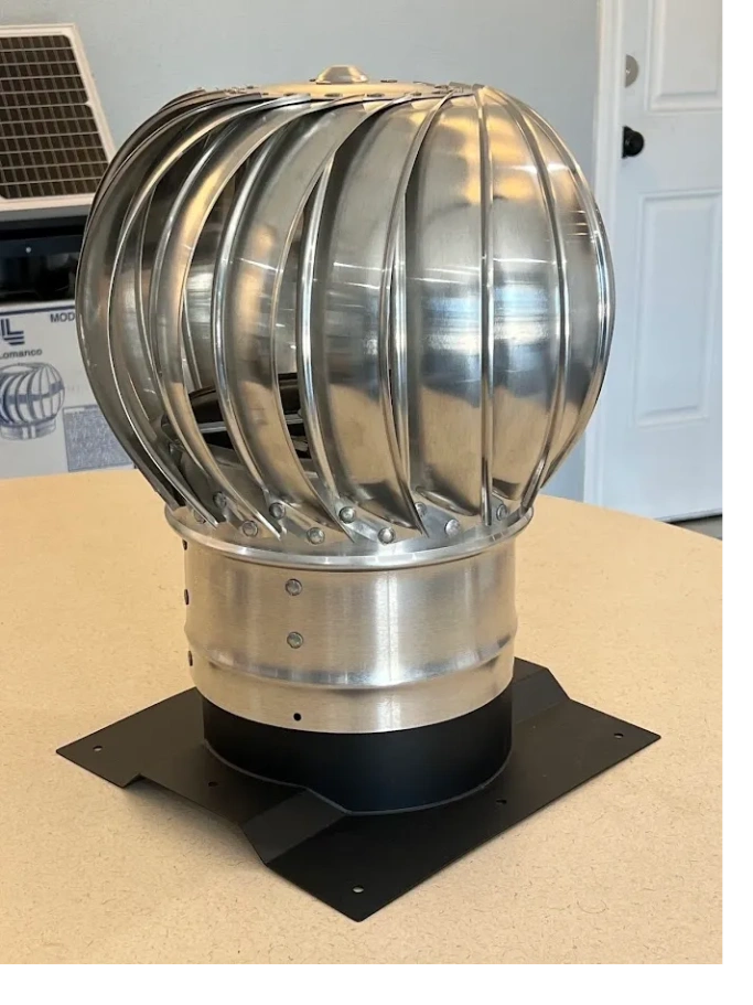 8 inch Whirly Bird with Corrugated Shipping Container Roof Base