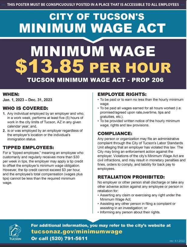 AZ - Tucson Minimum Wage Poster