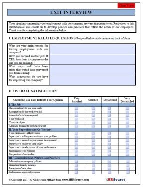 Exit Interview Form - Fillable - Download