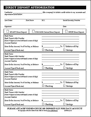 Direct Deposit Authorization Form - Download