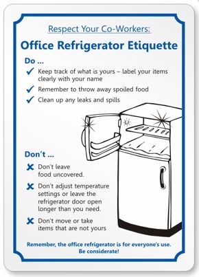 Office Refrigerator Signs
