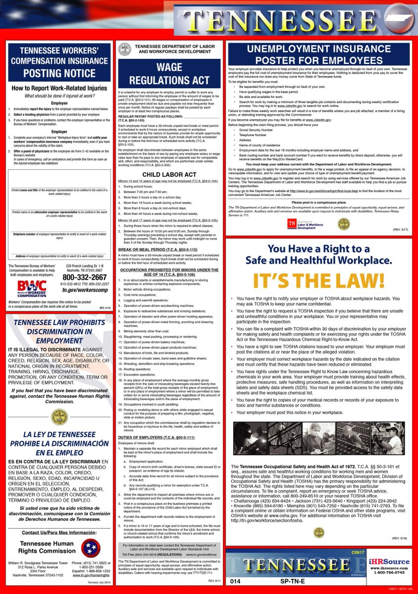 Tennessee State Labor Law Poster