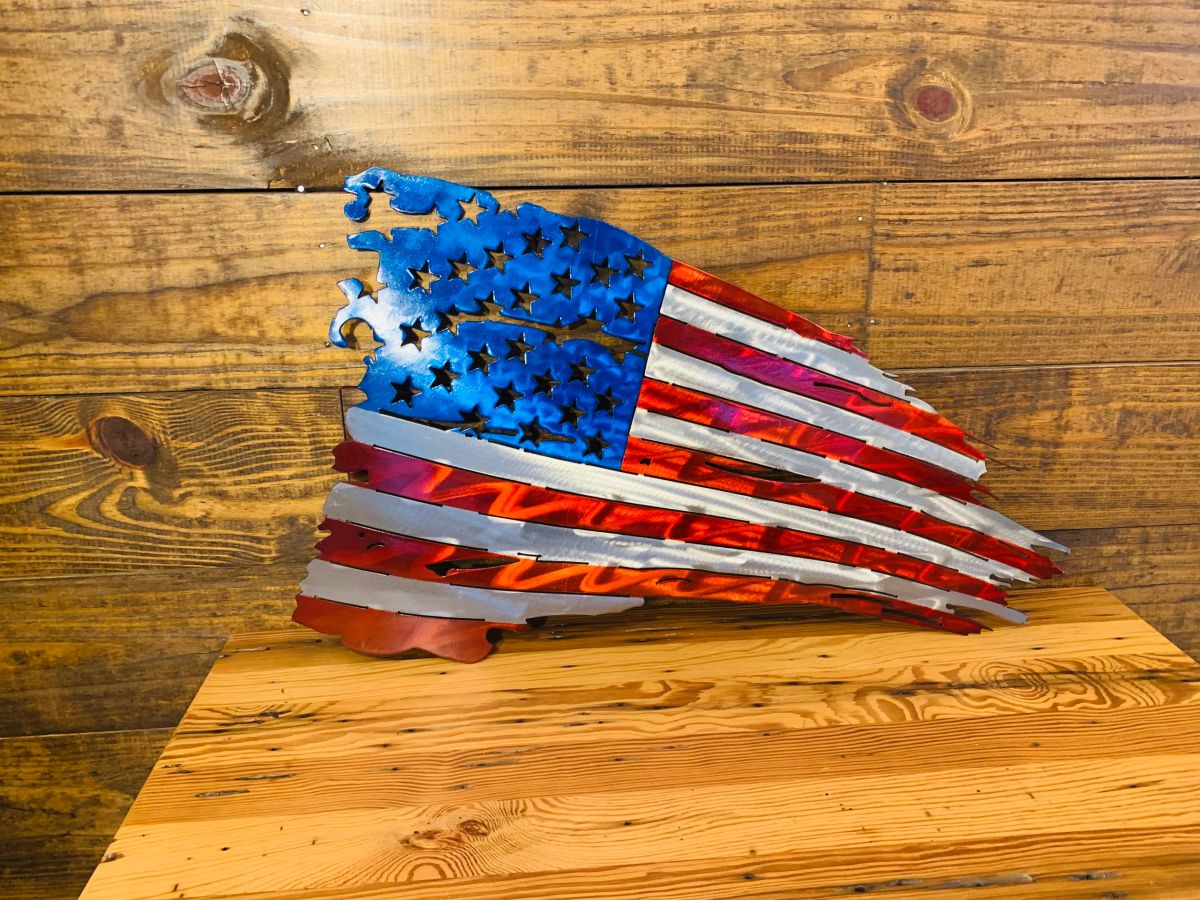 Metal American Flag, Tattered American Flag, Battle Flag, USA, Metal ...