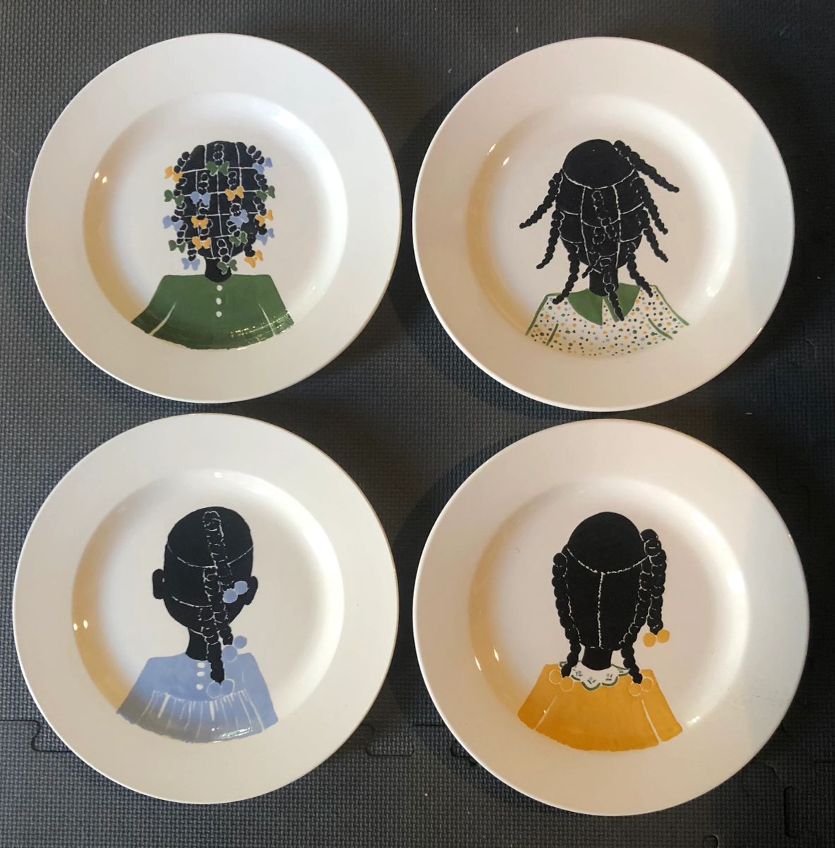 Series I The Little Colored Girls Plates, 10 inch ea, set of 4