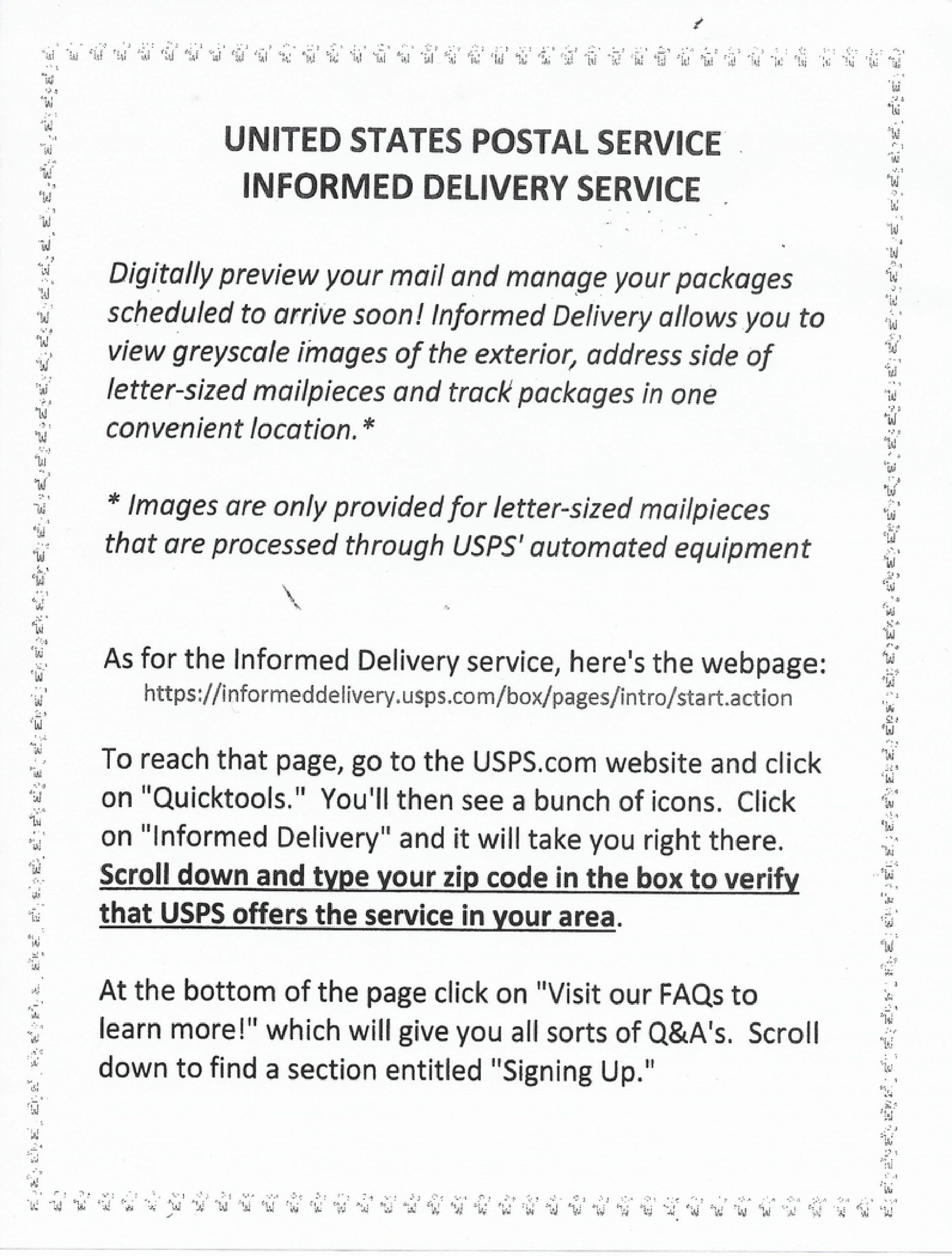 USPS - Informed Delivery Service