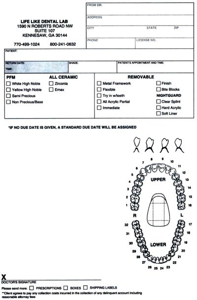 Forms | Life Like Dental Lab