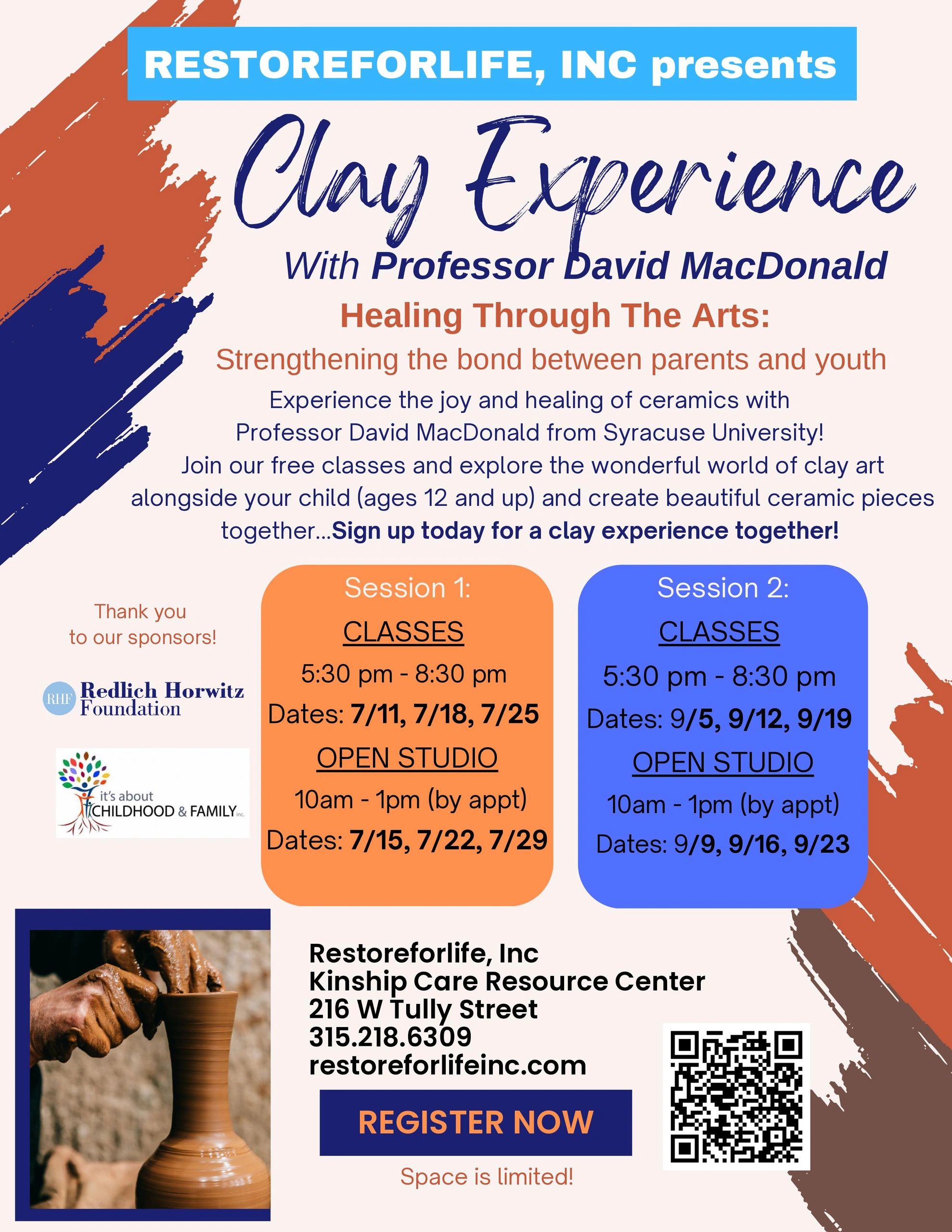 Registration Now Open: Clay Experience Workshops 2023
