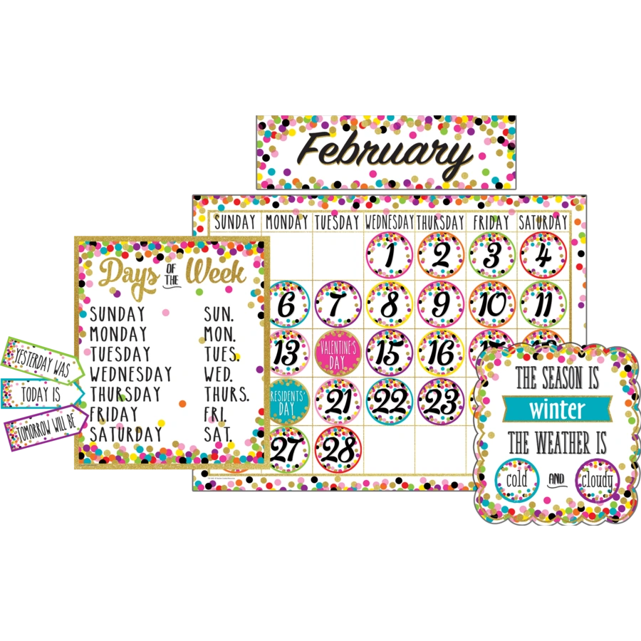 Confetti Calendar Bulletin Board Set