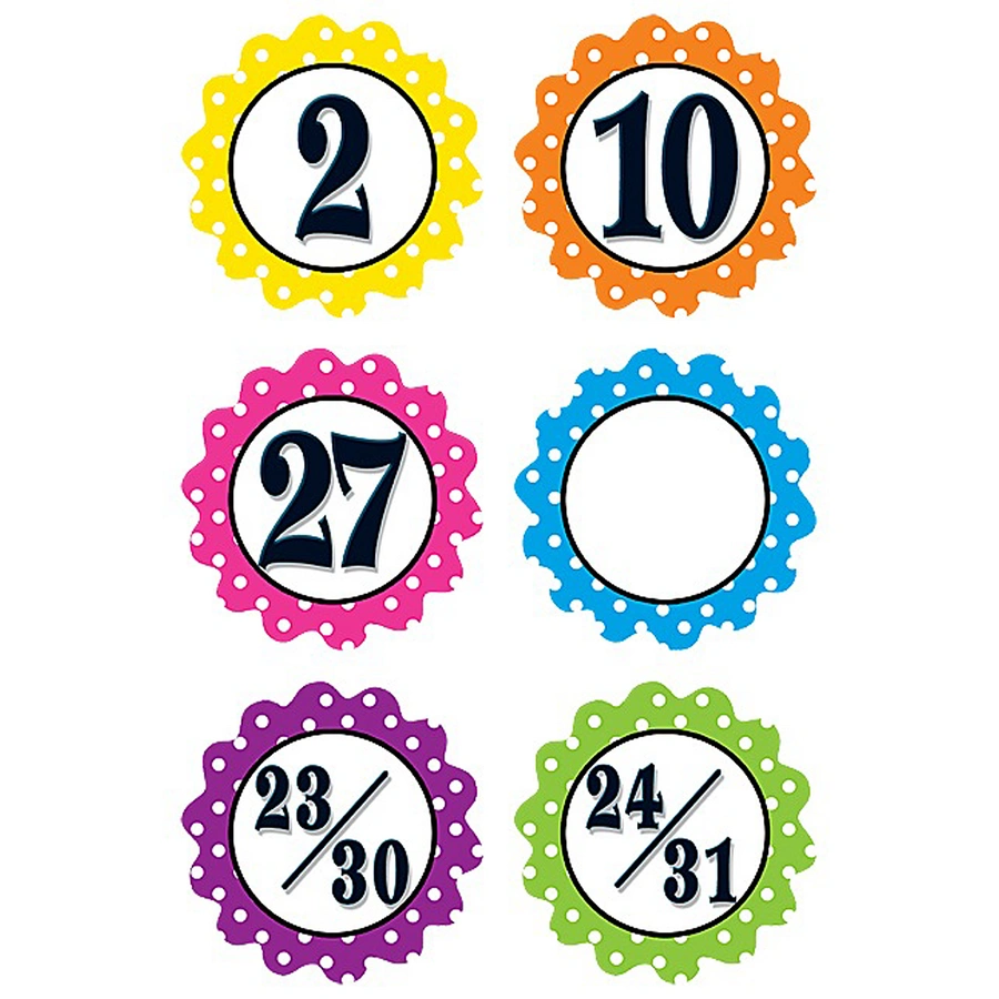 Teacher Created Resources Calendar Days Polka Dot Flowers 36 Count