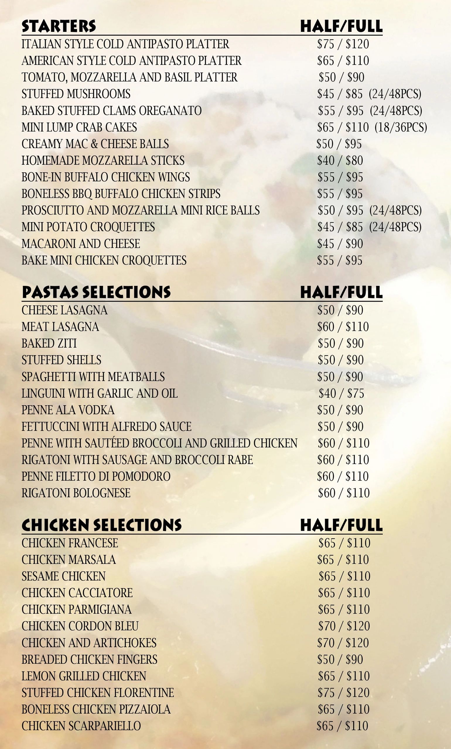 Catering Menu