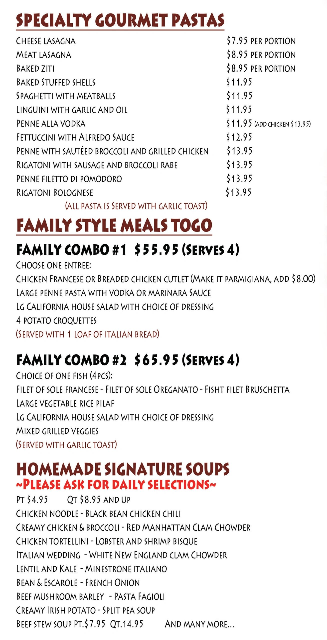 Regular Menu